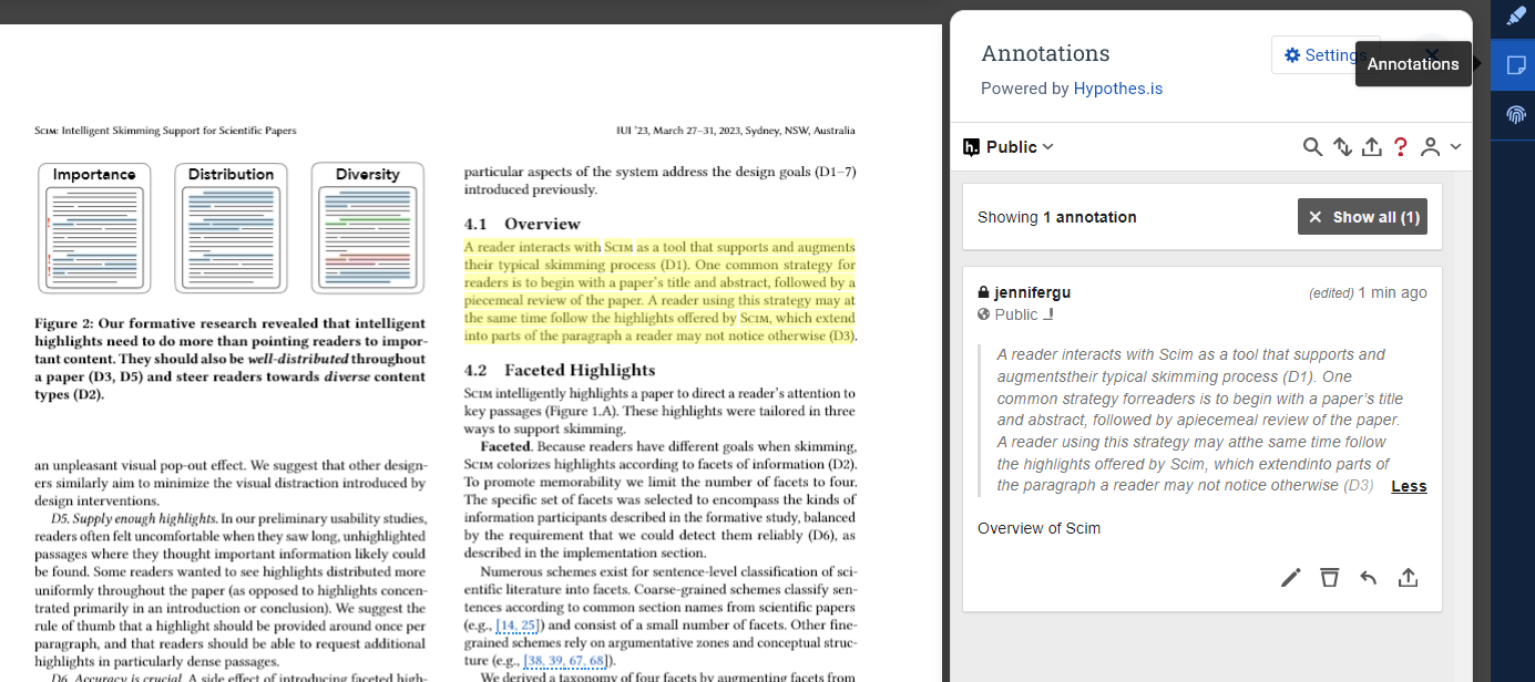 Semantic Reader – Augmented Application to Make Reading PDFs Easier